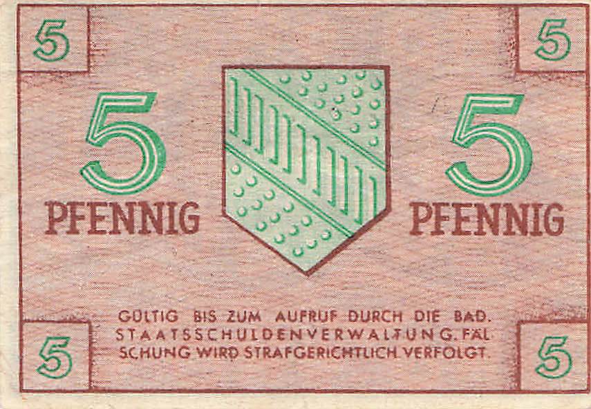 Papermoneyshop - Ro.208a Serie A - 5 Pfennig 1947 XF